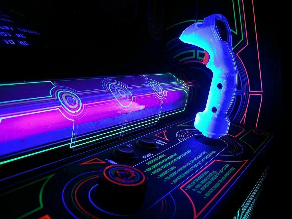 TRON Arcade Game JOYSTICK Handle Blacklight Reflective Shells MIDWAY ...