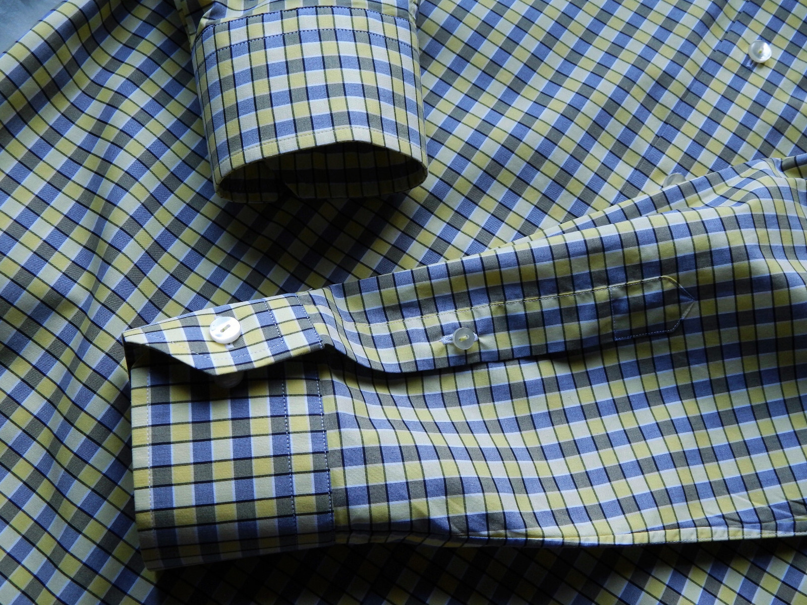 ETON Contemporary Grey Yellow White Check Shirt Size 42 / 16.5 | eBay