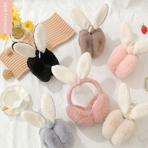 Foldable Fluffy Earmuffs Cold Protection Windproof Ear Cap Rabbit Ear ...