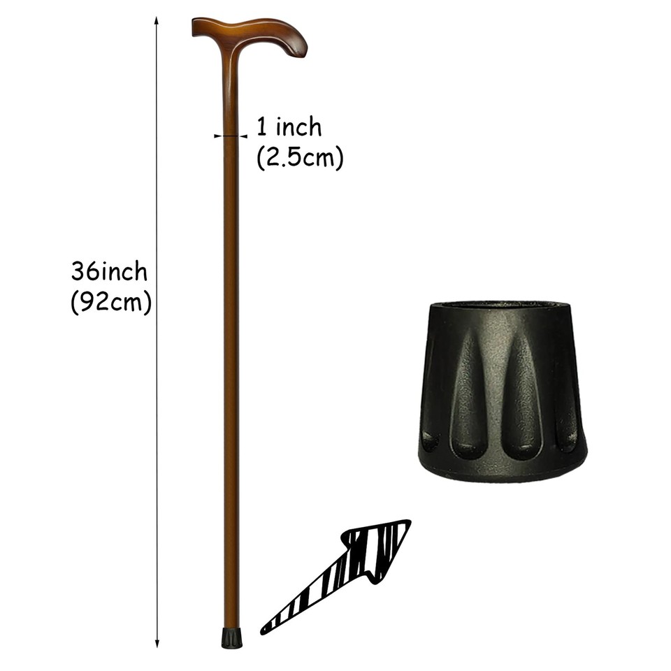 Wooden Walking Cane for Men and Women One-Piece Wooden Cane 36 Inch ...
