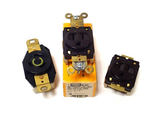 HUBBELL 3PC RECEPTACLE LOT w/ HBL5261 HBL2310 & HBL5284 INDUSTRIAL 125V ...
