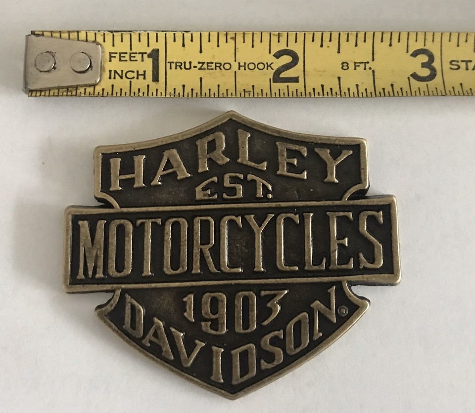 SET OF TWO BRASS 1903 HARLEY-DAVIDSON MOTORCYCLES EMBLEMS/MEDALLIONS ...