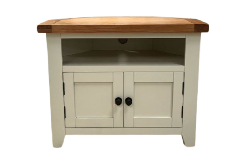 Cotswold White Oak Corner TV Unit For Screens Up To 38 | Painted TV ...
