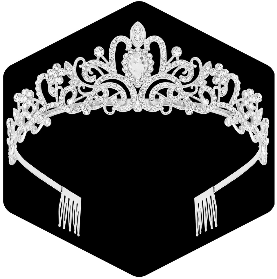 Tiara Crowns for Women Silver, Princess Crown for Birthday Wedding ...