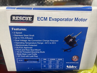 EC5408E ECM Evaporator Motor 30-50W 1/25-1/15HP, 115-230V, 1550/800RPM ...