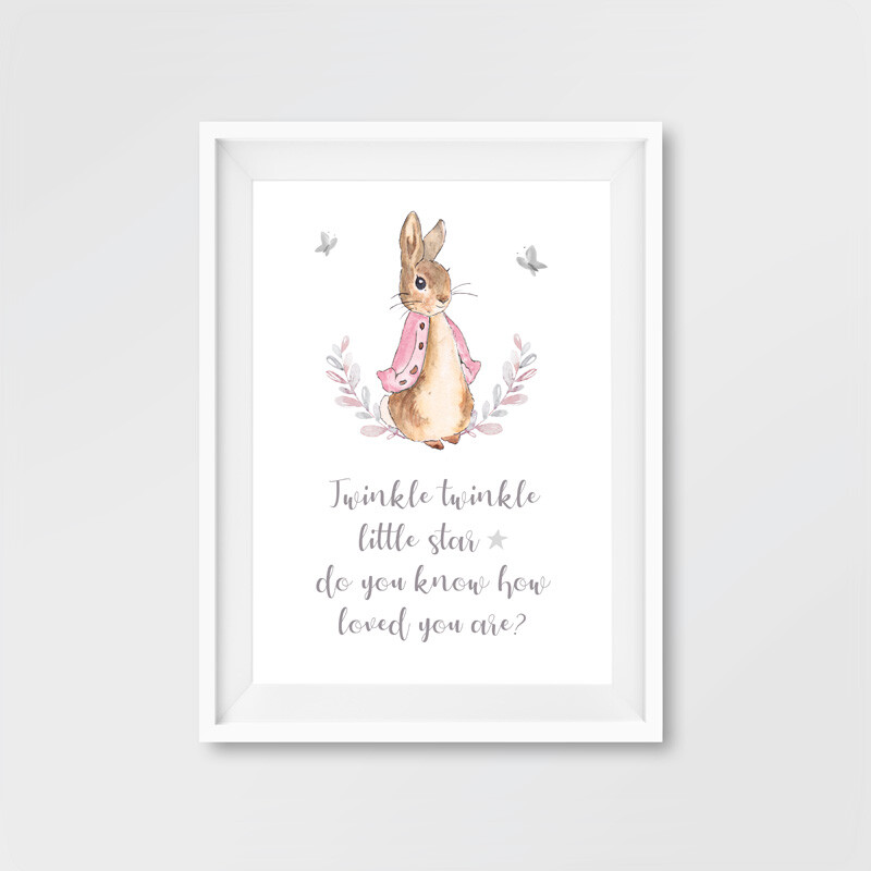 Pink Peter Rabbit Girls Nursery Wall Art Prints Childrens Bedroom ...