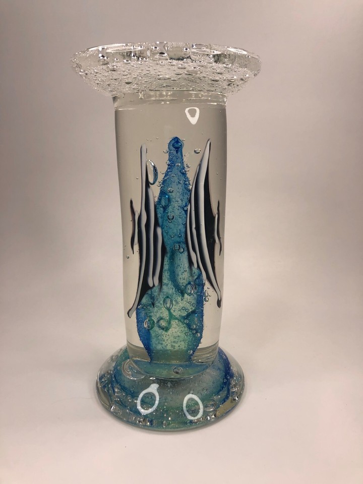 Eileen Gordon The Batfish Art Glass Sculpture Column Candle Stand ...