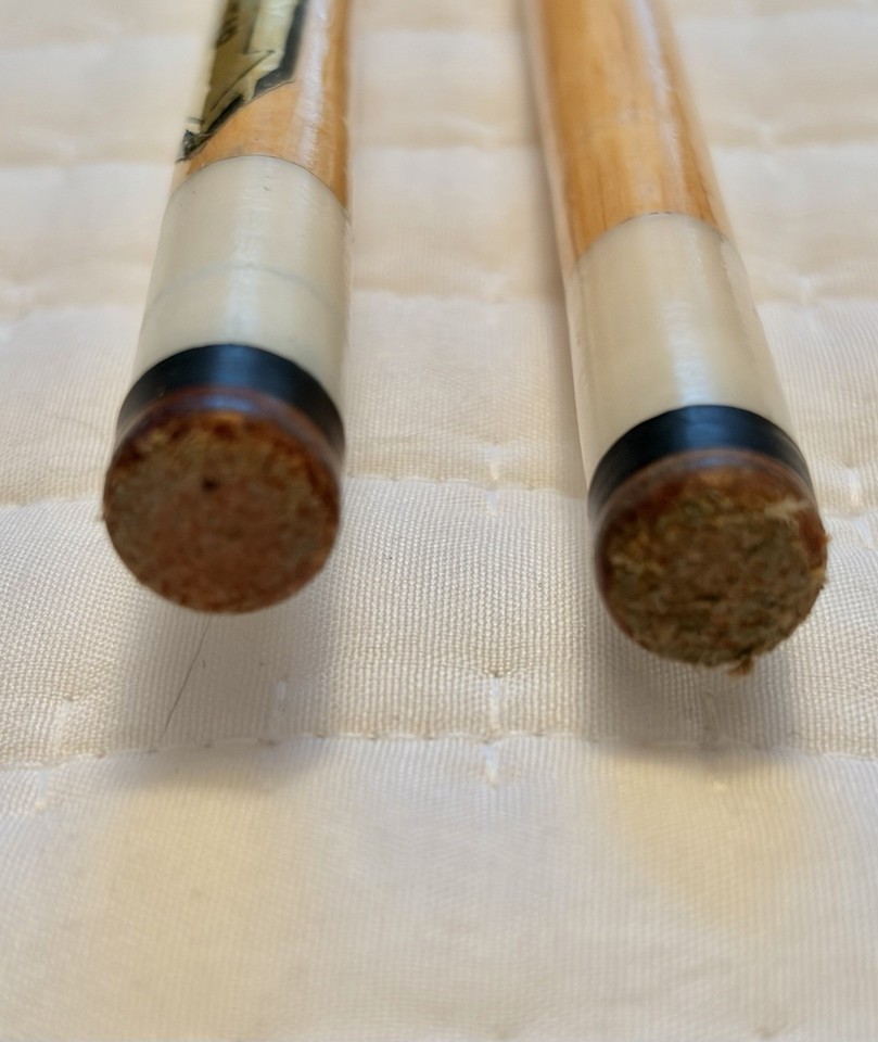 Set Of 2 | Lord Elton Wood Carved w/ Mother Of Pearl Pool Cue | 18oz ...