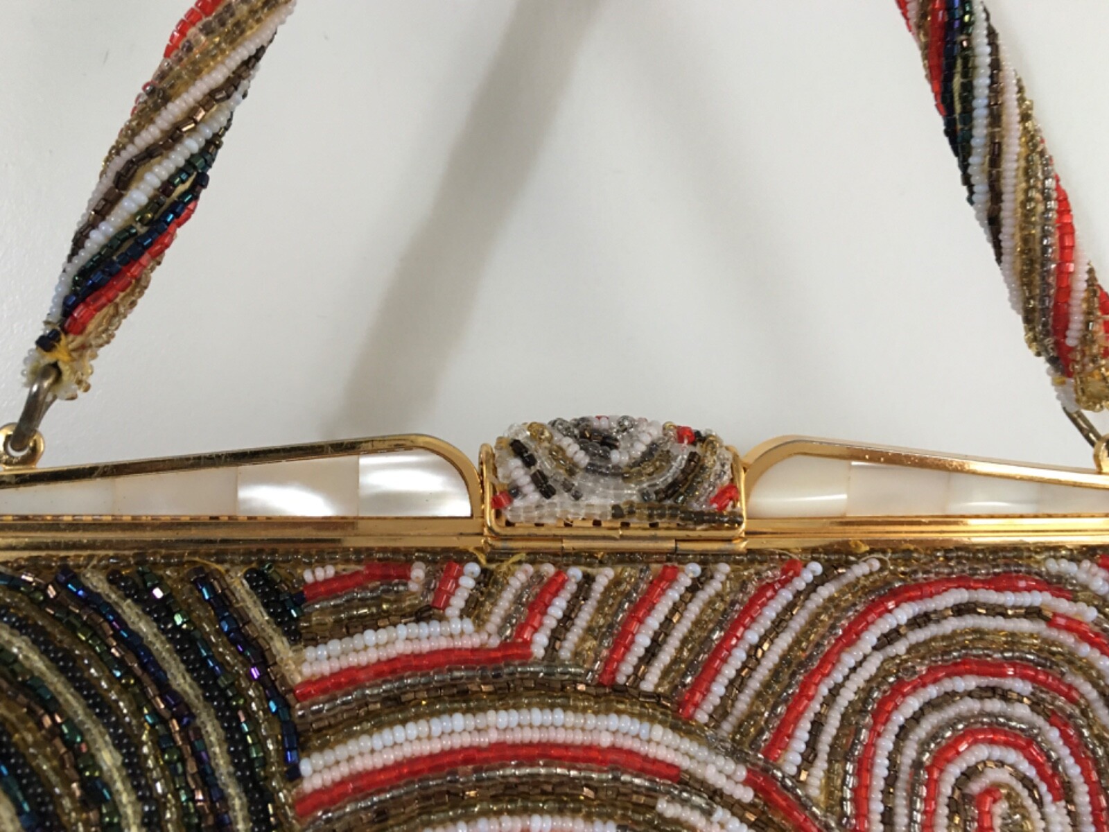 Vintage Beaded Handbag Mother Pearl Detail - Gem