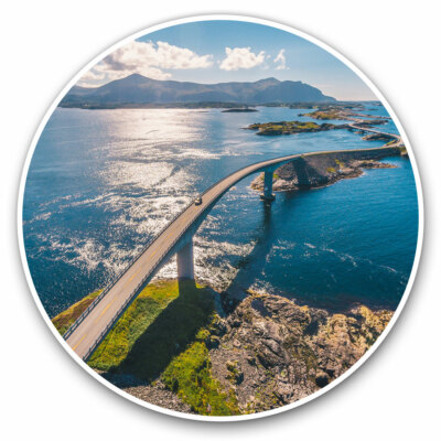 2 x Vinyl Stickers 25cm - Atlantic Road Norway Sea Bridge Cool Gift ...