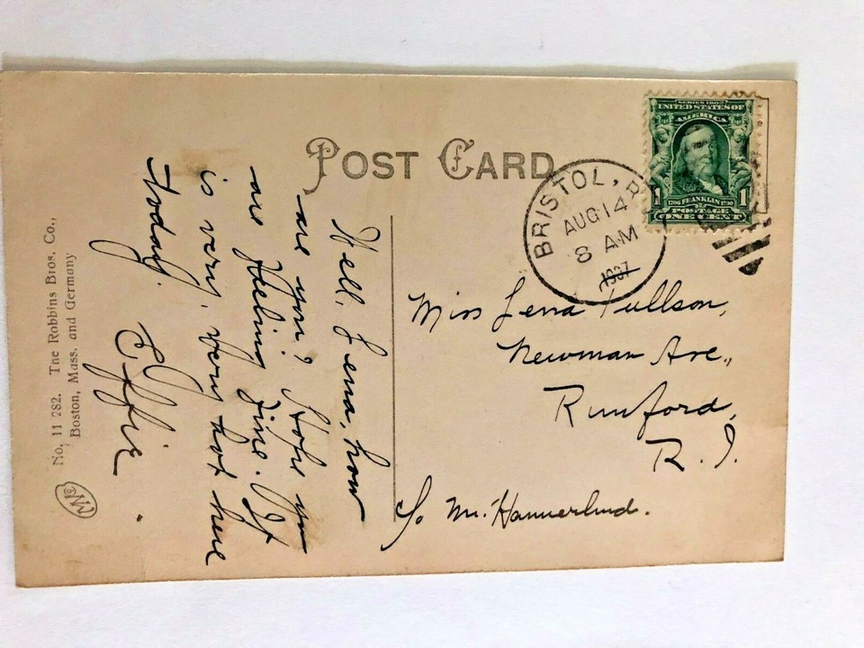 The Van Winkle Gate Bristol RI Hand Colored Postcard Golden Age 1 Cent ...