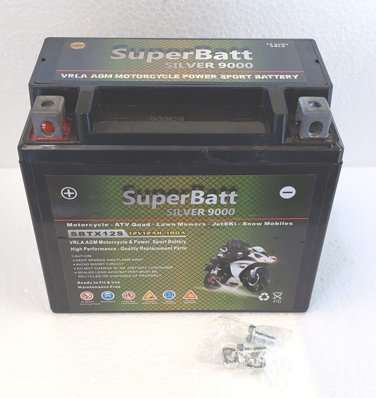 SBTX12S AGM Motorcycle Battery - Replaces YTX12-BS / GTX12-BS / BTX12 ...