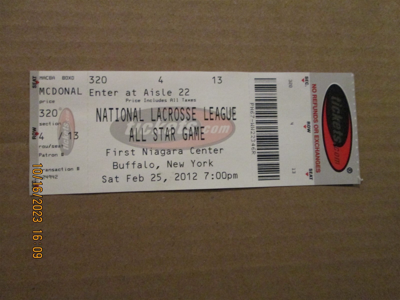 NLL National Lacrosse League Vintage 2012 Buffalo,NY All Star Game Full ...