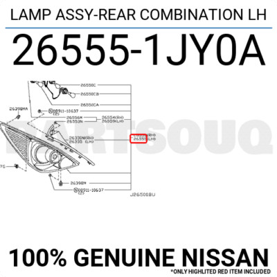265551JY0A Genuine Nissan LAMP ASSY-REAR COMBINATION LH 26555-1JY0A | eBay