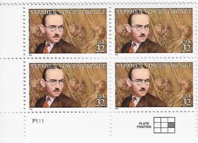 US Stephen Vincent Benet 32c Stamp Plate Block of 4 Scott #3221 | eBay