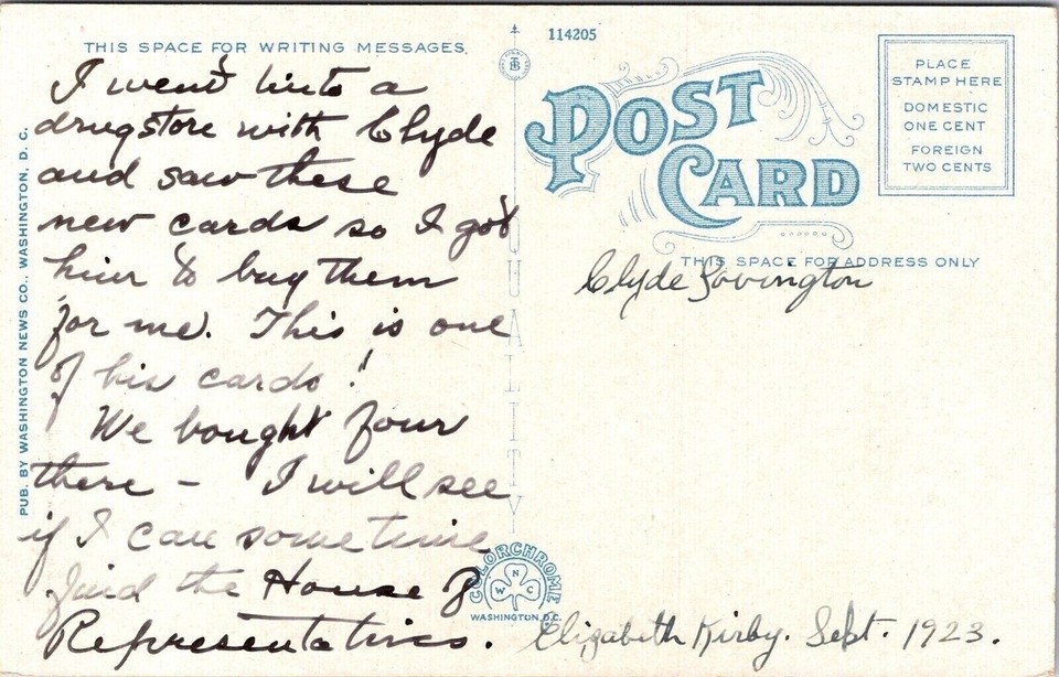 Capitol Winter Washington DC Snow Scene WB Postcard UNP WOB Note VTG ...
