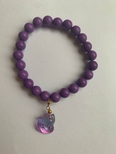 Purple Pica Stone Beads Stretch Bracelet/Spring Ring Purple Fox Glaze ...
