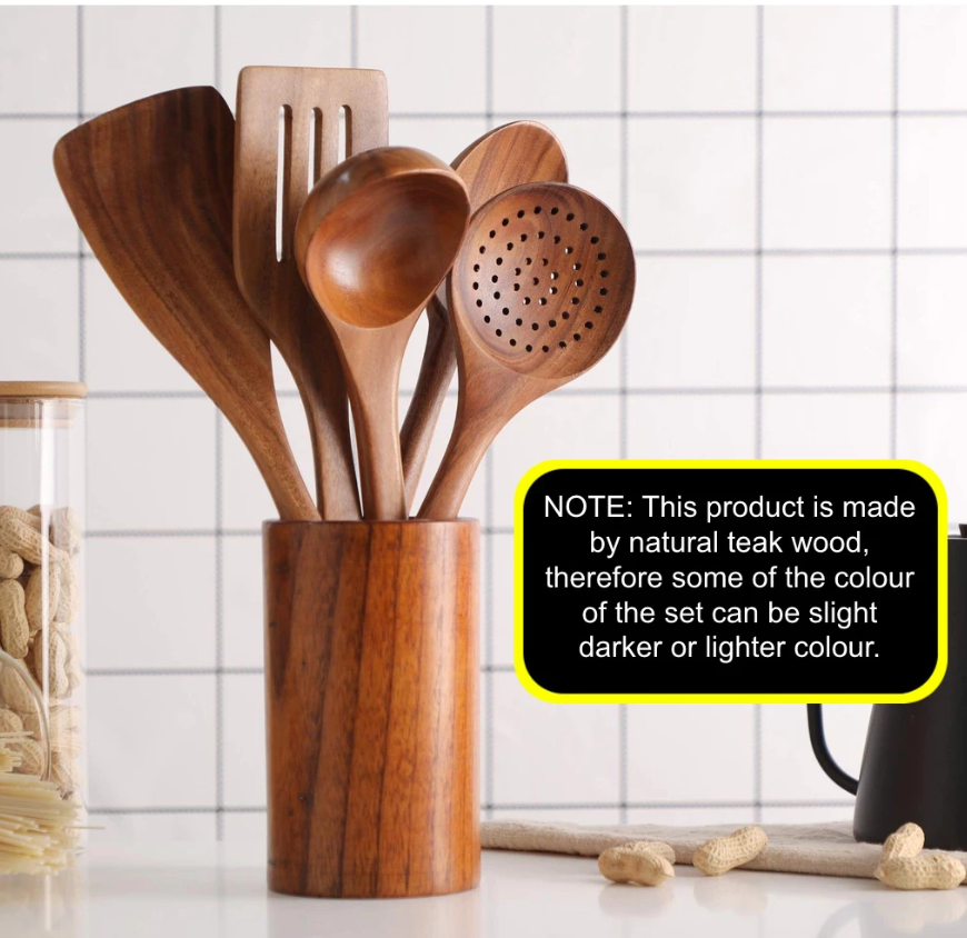 Wooden Kitchen Utensil Set Cook Tool 6 Pieces Spoons for Cooking ...