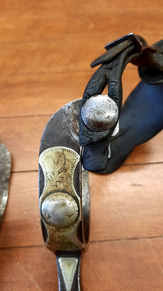 Original KELLY BROS SPURS Marked Engraved Single Mounted Spurs Old ...
