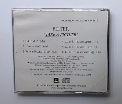 Filter Take A Picture 6 Track Promo CD Remixes Dub Hybrid Trance PRO-CD ...