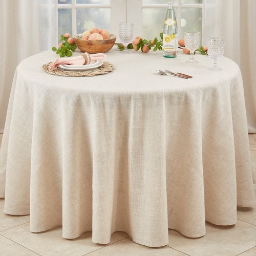 Classic Natural Linen-Blend Large Round Tablecloth – Available in 3 ...