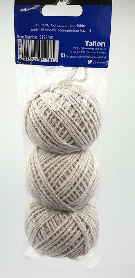 Pack of 3 Cotton String Balls Grey Strings Twine Rope Household Home ...