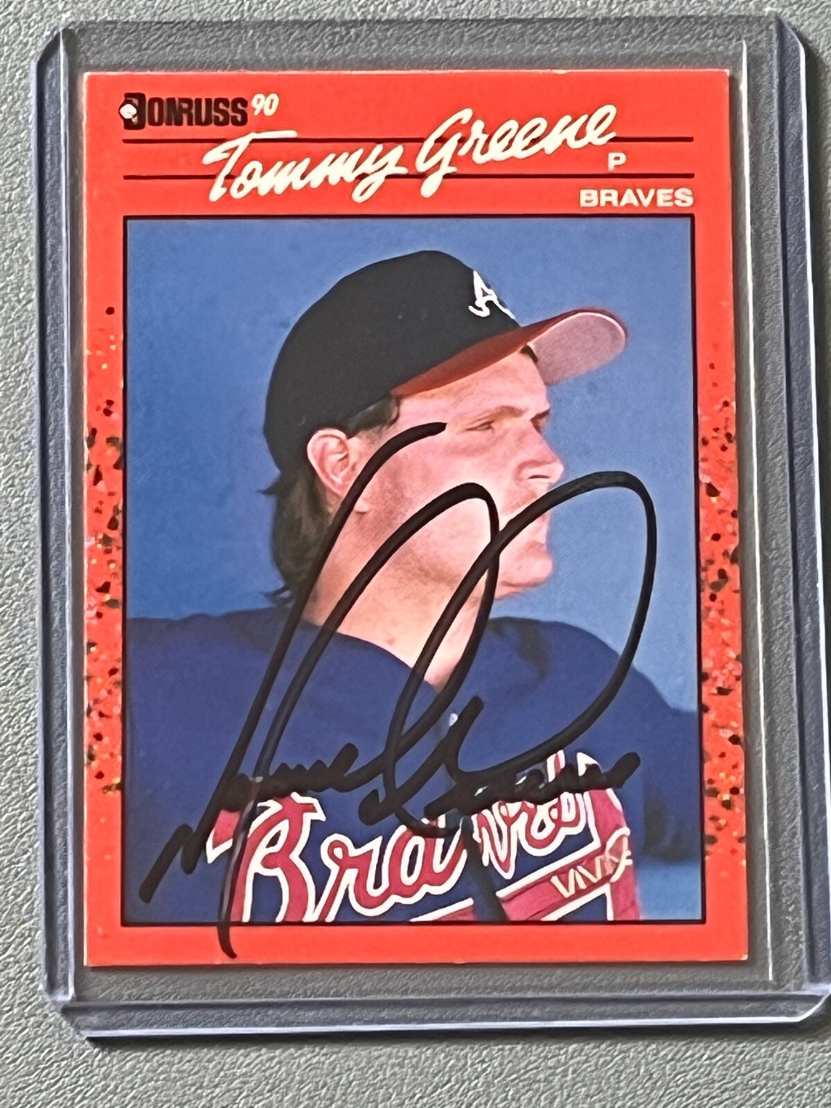 1990 Donruss Tommy Greene In-Person On-Card Auto #576 Atlanta Braves ...