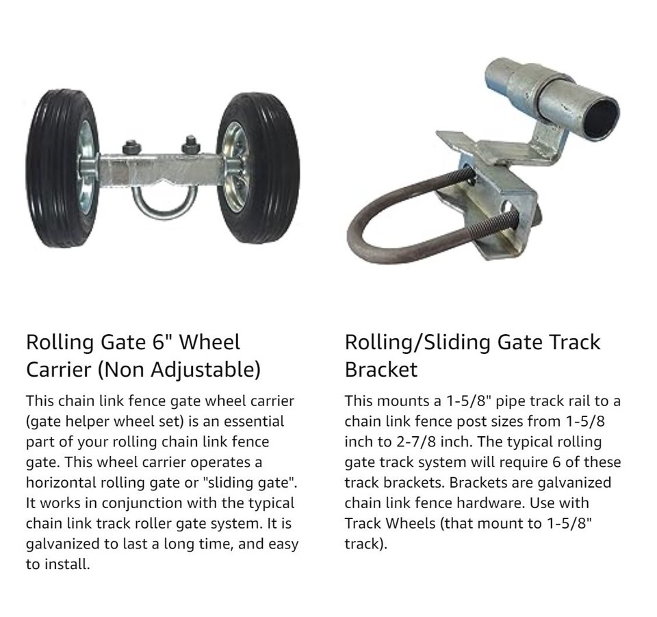 Rolling Gate Hardware Kit Post Mount w Wheels for Chain Link Fence ...