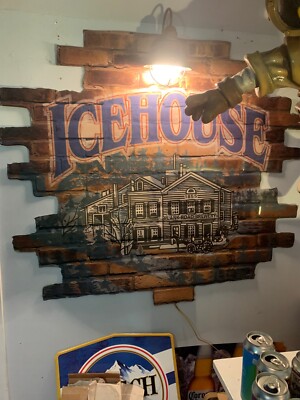Icehouse Beer Metal Sign Plank Road Brewery Brick Wall W Light Very ...