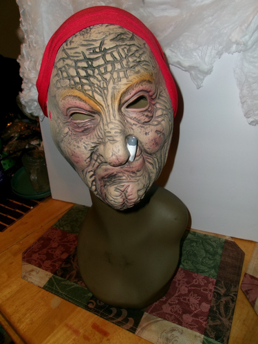 Smoking Granny Latex Mask Scary Red Cover Cosplay Mask Devil Old Lady ...