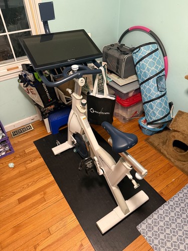 MYX Fitness Bike - White - Barley Used - Great Shape - Mat and Monitor ...