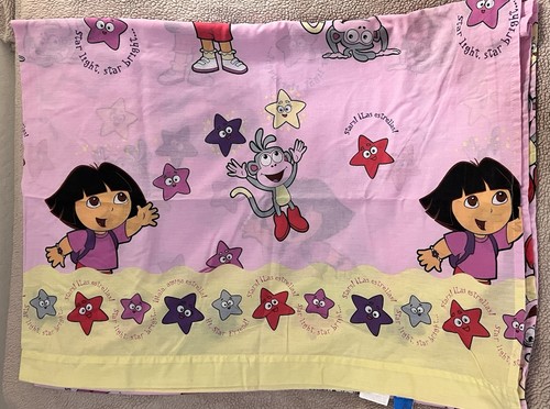 Vintage Dora the Explorer Flat Twin Bed Sheet White Nickelodeon 2003 ...