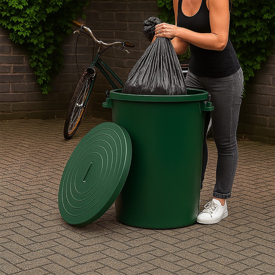 Extra Large Clip Bin Green 110L Plastic Dustbin Recycling Garden Waste ...