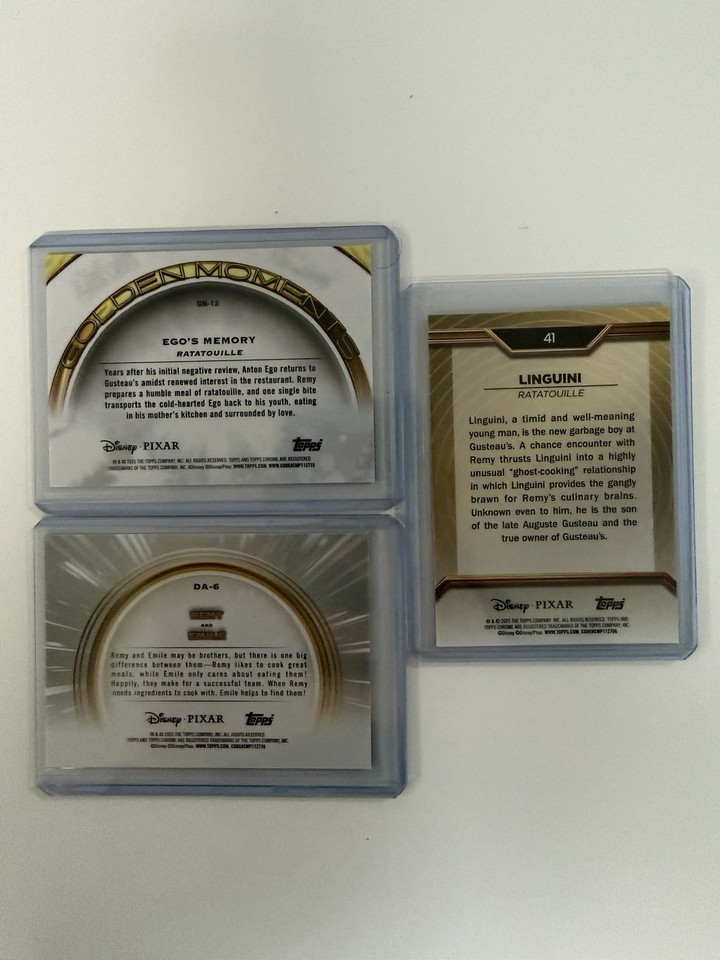 Linguini 2025 Topps Chrome Pixar Gold #41 Base + Remy Double Act (3 ...