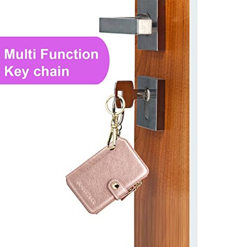 Keychain wallet with ID Window, Wallet Women Key Holder Small Leather ...