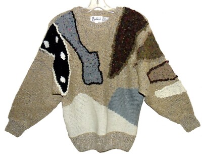 Sz S CARDUCCI Raglan Sleeve Sweater Pearlized Bling Tan Multi Acrylic ...