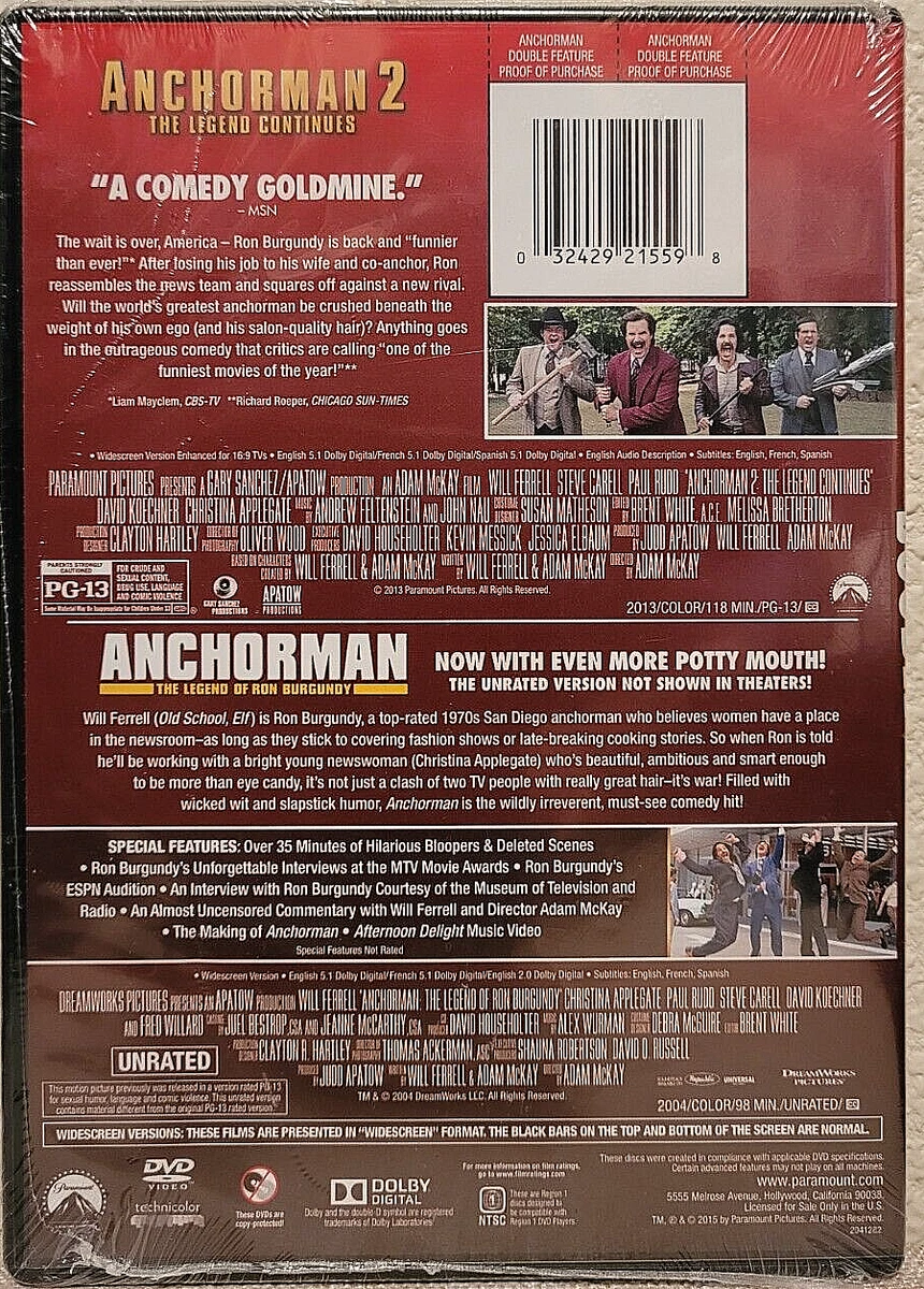Anchorman 2 The Legend Continues 2022 Dvd Cover