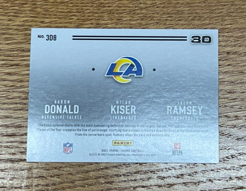 AARON DONALD / MICAH KISER / JALEN RAMSEY 2021 Panini Score #3D8 3D | eBay