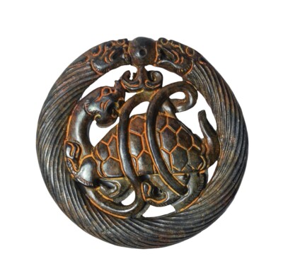 Old Chinese Deep Brown Jade Feng Shui Amulet Pendant Dragon Disc | eBay