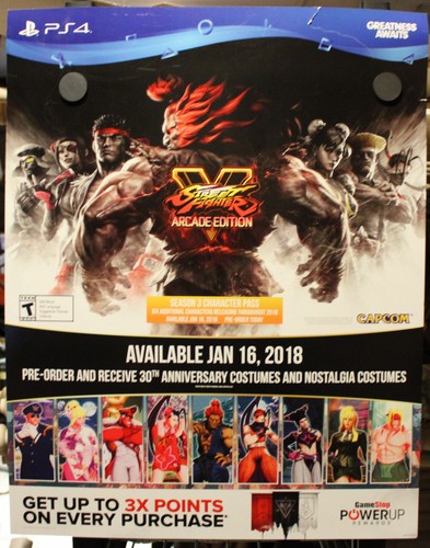 Vintage 2017 PS4 STREET FIGHTER V ARCADE 22x28 GAMESTOP POS POSTER A10 ...