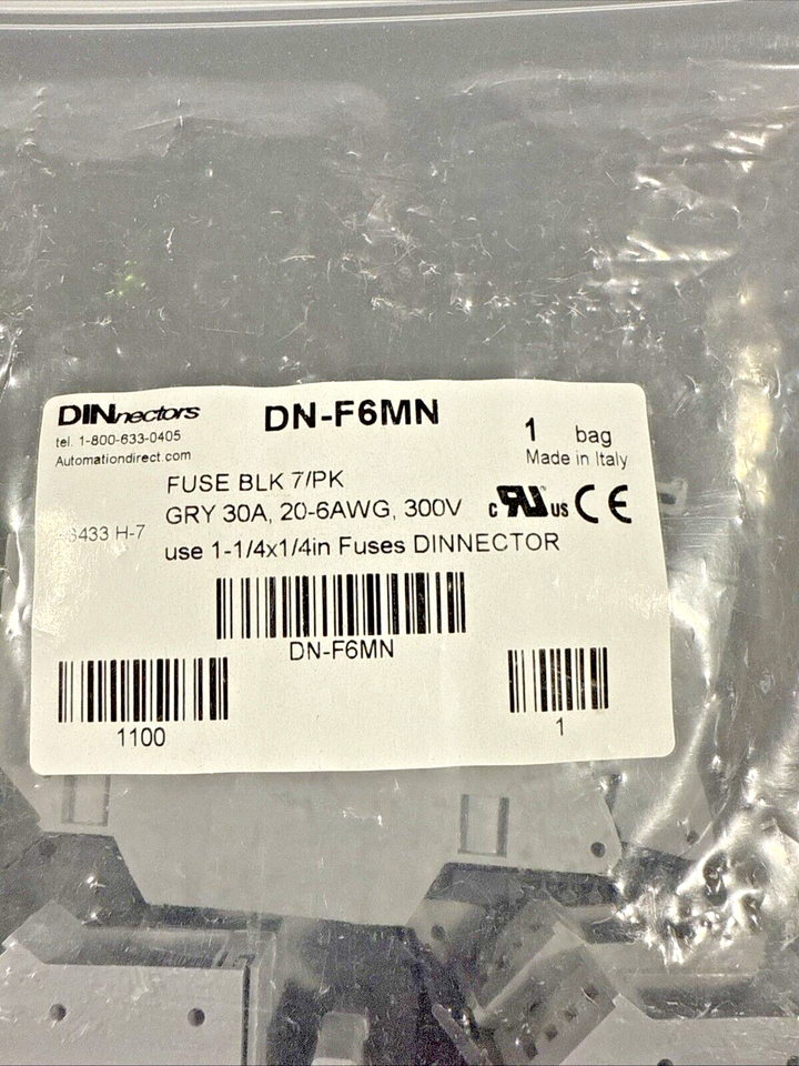 Automation Direct DN-F6MN Fuse Block Grey 30A, 20-6AWG, 300V NEW* | eBay