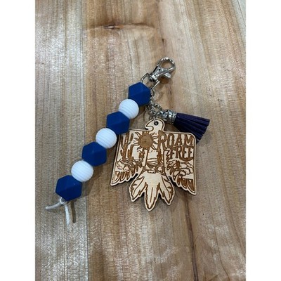 Roam Free Blue and White Silicone Bead Lobster Clasp Keychain Purse ...