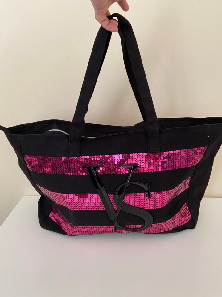 NEW! 2014 Victoria's Secret Bling Sequin Tote bag Black Friday Limited ...