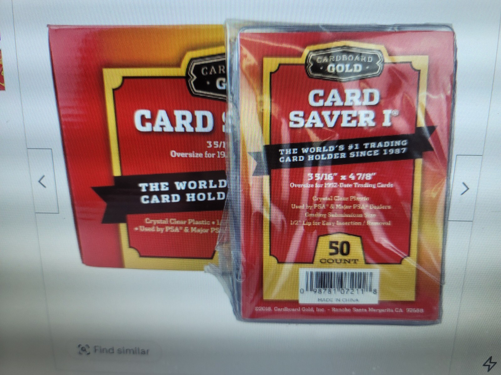 Cardboard Gold Trading Card Saver I 200 Clear Holders - 3 5/16"X 4 7/8 ...