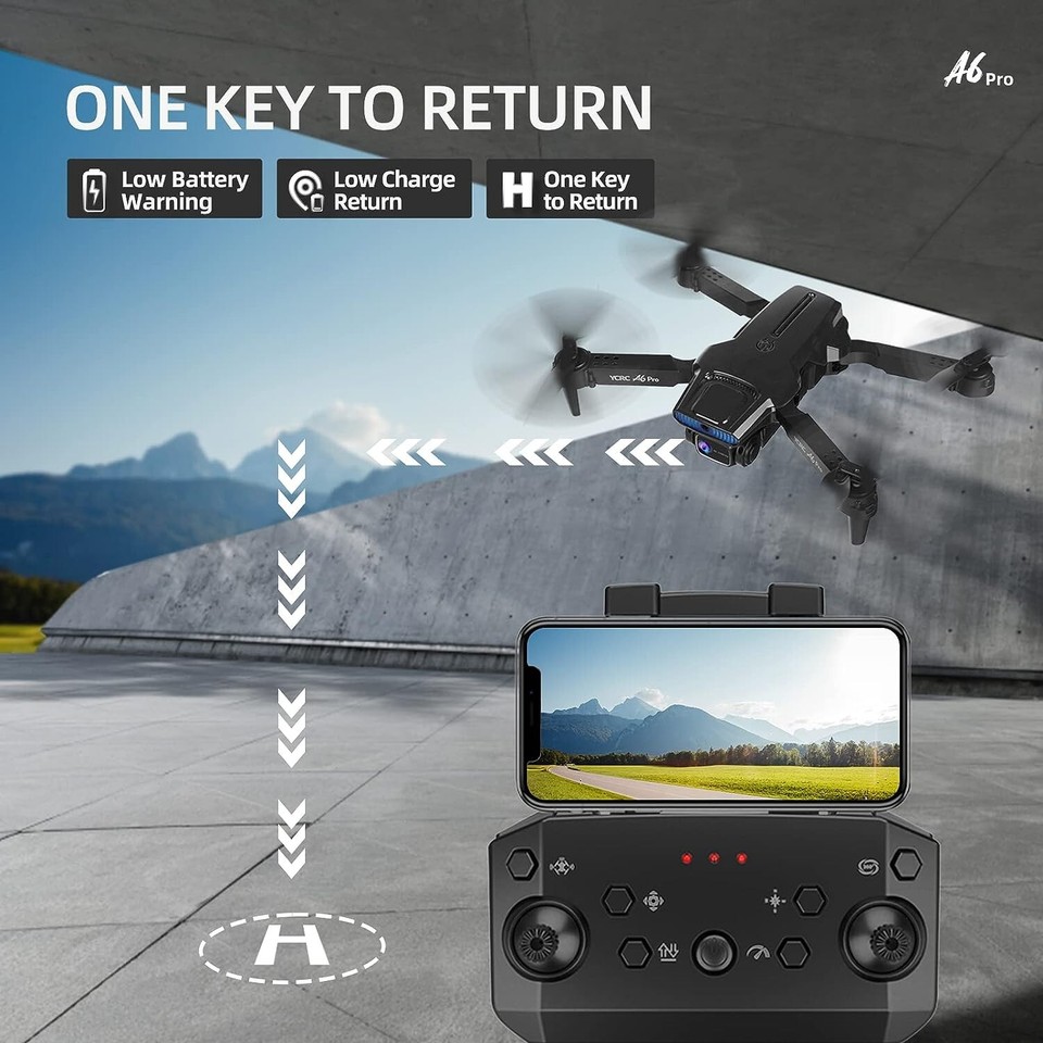 NMY A6 Drone with Camera Foldable RC Quadcopter App Control Auto Return ...