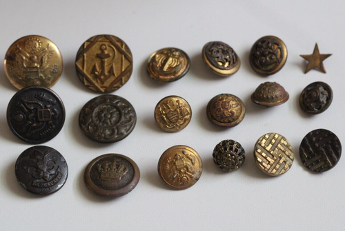 17 Antique Embossed Brass Eagles Anchors Metal US Navy Military & Other ...