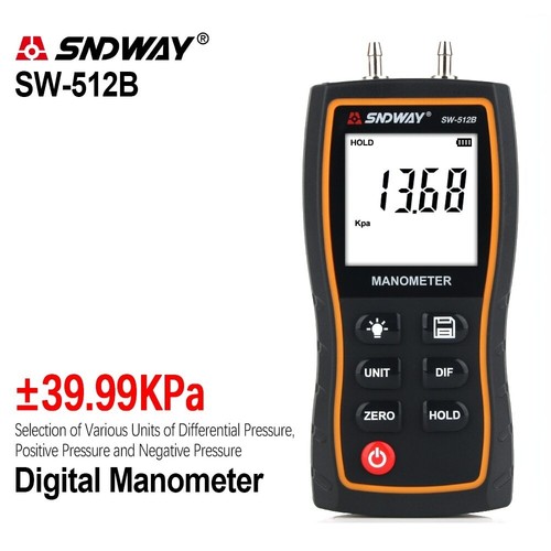 Digital Manometer LCD Display Temperature Tool Pipes Pressure Measuring ...