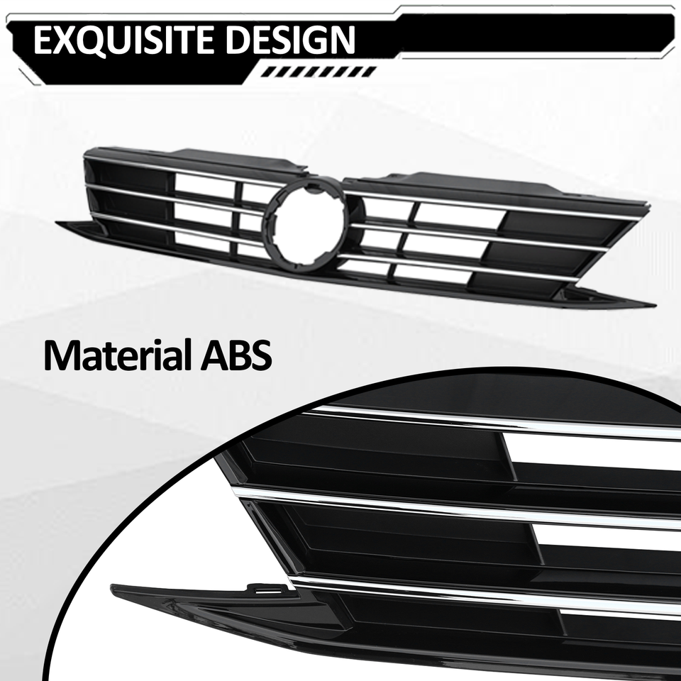 For 2015 2016 2017 2018 VW Volkswagen Jetta Front Bumper Chrome Grille ...