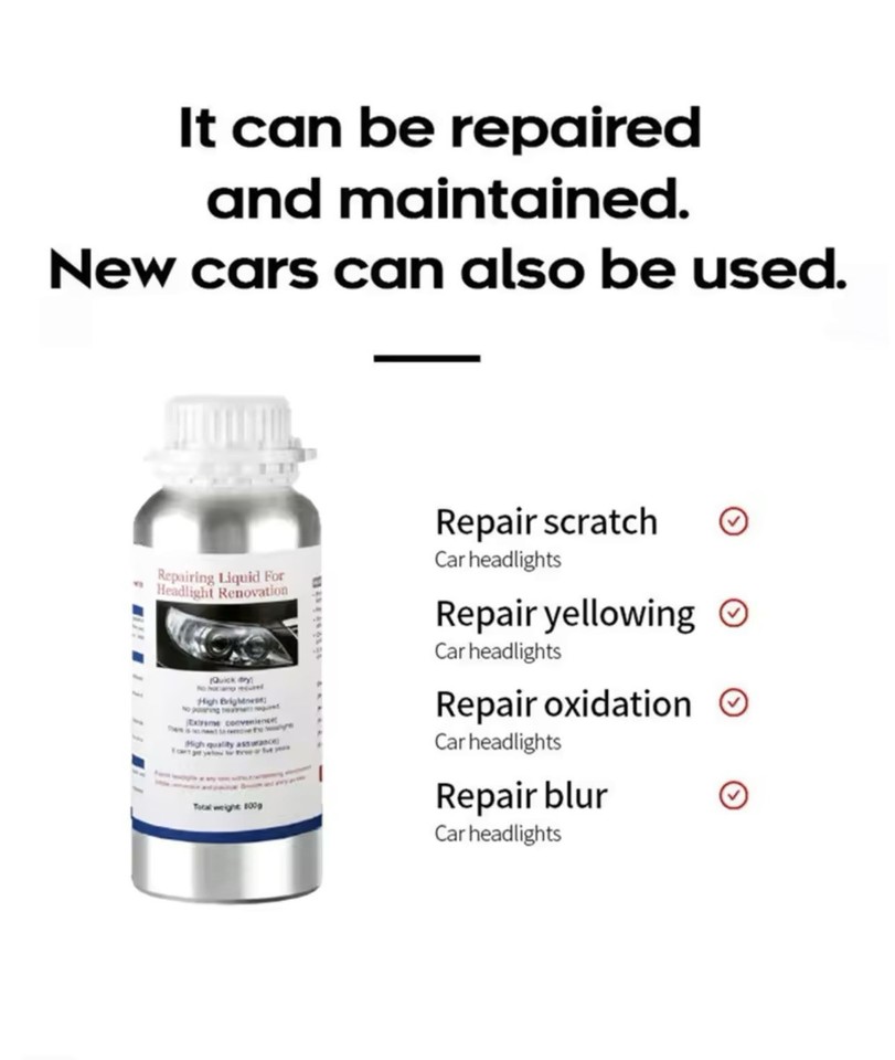 Car Headlight Restoration Kit 800ML Polymer Polishing and Repair ...