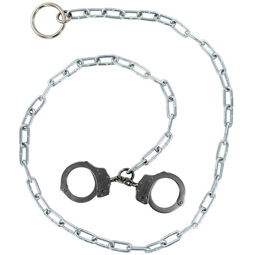 prisoner Metal handcuffs with Long Chain full police jail handmade work ...